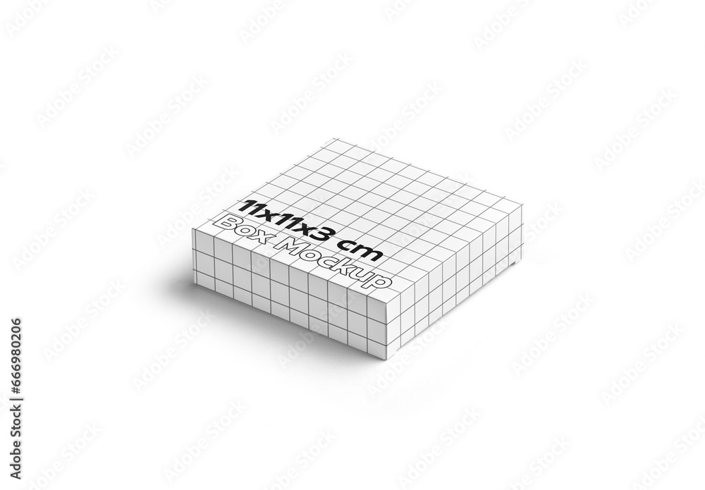 Mockup of customizable square color design box 11 x 11x 3 cm Stock ...