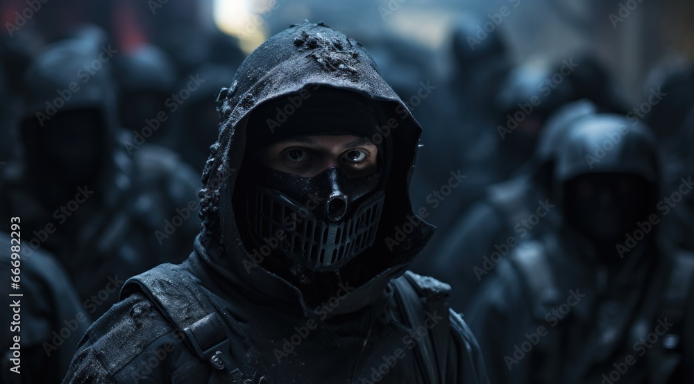 An enigmatic figure cloaked in a black mask and hood emerges from the ...
