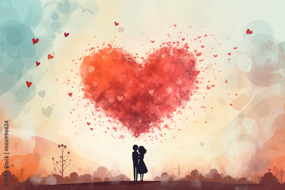 Illustrate a heart-shaped hug between friends or family members ...