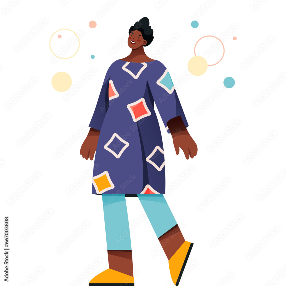 Cartoon flat clipart of africa woman. Vector image of african american ...