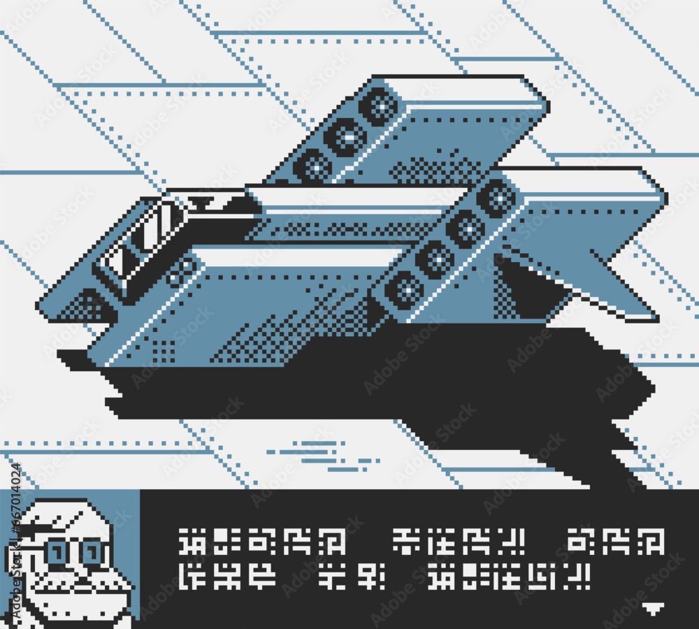 Video game spaceship. Car futuristic design sci-fi game pixel art style ...
