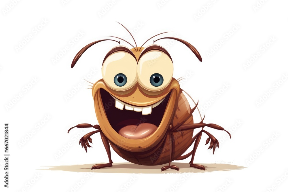 Cartoon scary cockroach on white background Stock Illustration | Adobe ...