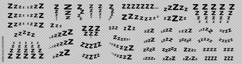 Large set of doodle lettering zzz's. Illustration of sniffing, sleeping ...