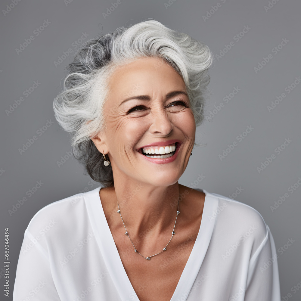 The 50s mid-age model exudes timeless beauty and elegance. Her gorgeous ...