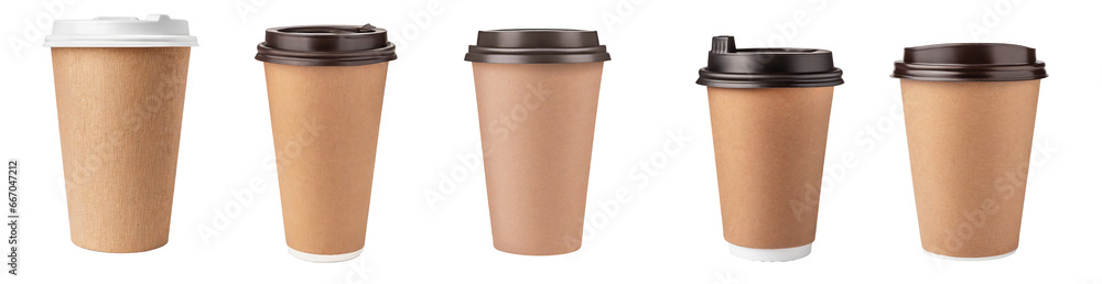 Collection of brown paper cardboard coffee cup mock-up templates ...