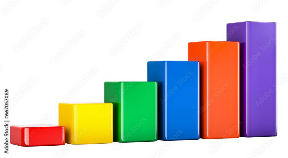 Colored Bar Graph, column chart. 3D rendering isolated on transparent ...