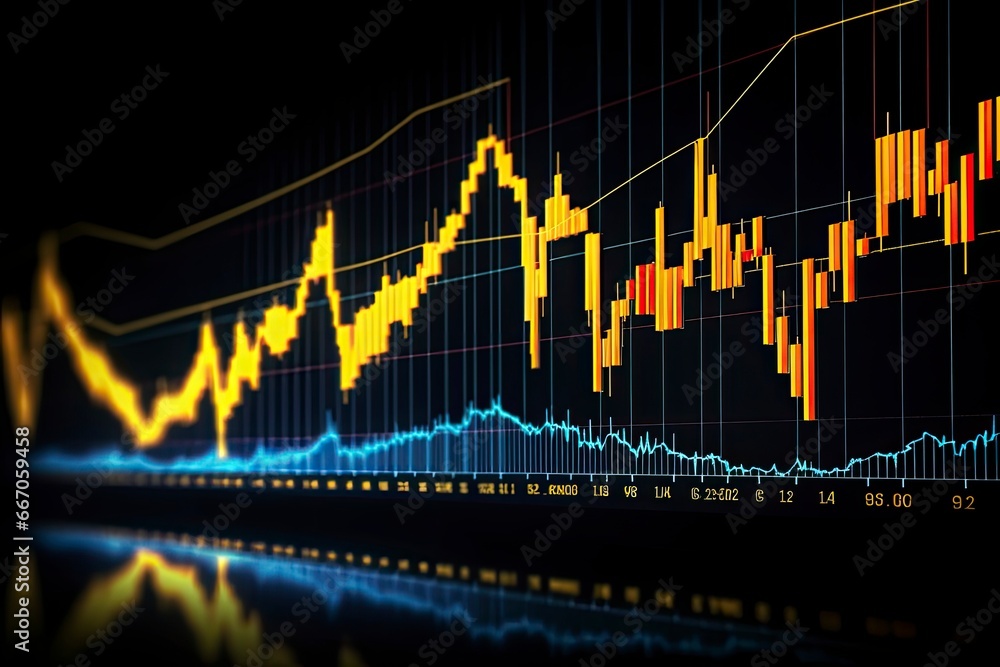 Stock trading graph with increasing growth shown on a screen Stock ...