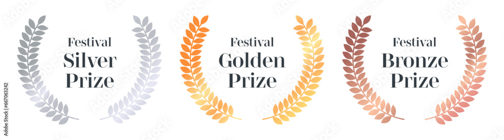 Gold silver bronze laurel. Awarded prize, best award for actor, jury ...