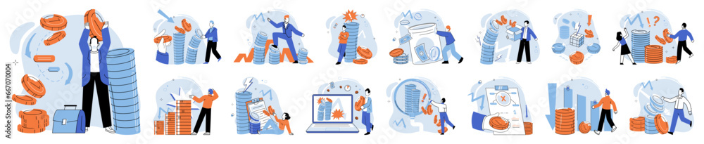 Falling economy. Vector illustration. Businesses must make strategic ... Falling economy. Vector illustration. Businesses must make strategic ...