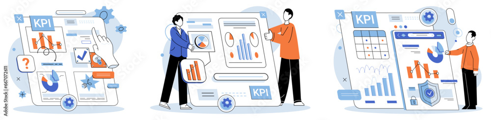 KPI key performance indicator. Vector illustration. Information and ...