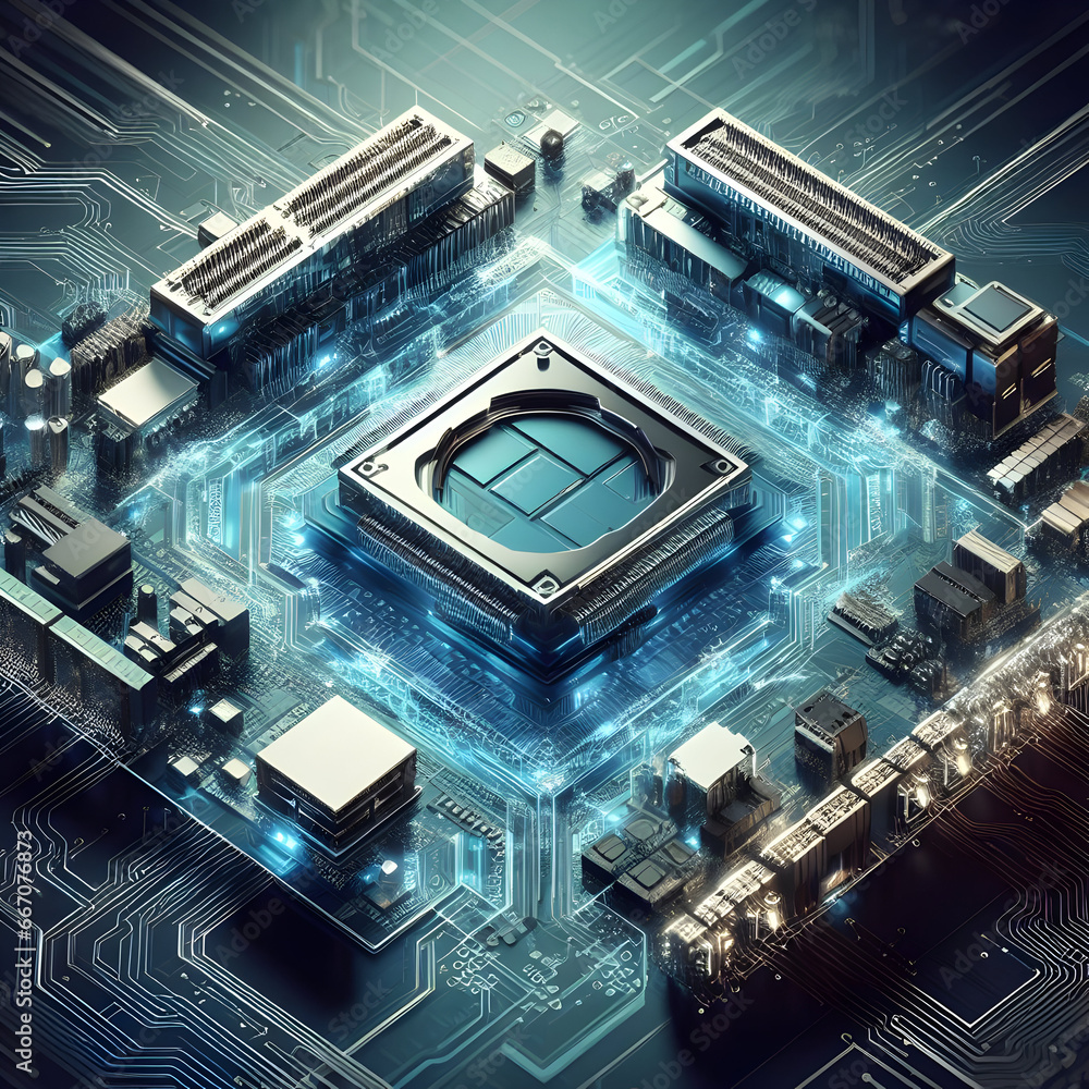 Futuristic Network Electronic Computer Circuit Board Hardware with ...