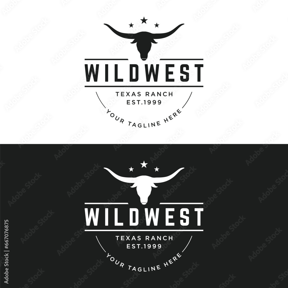 Longhorn texas ranch wildlife vintage logo template design. for badges ...