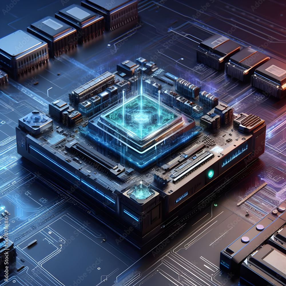 Futuristic Network Electronic Computer Circuit Board Hardware with ...