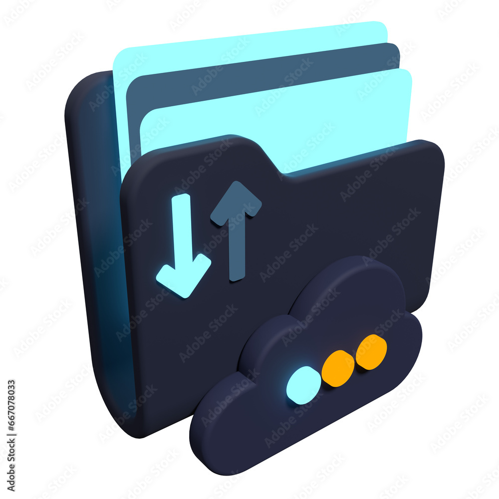 3D rendering illustration of folder icon with paper document. Simple ...