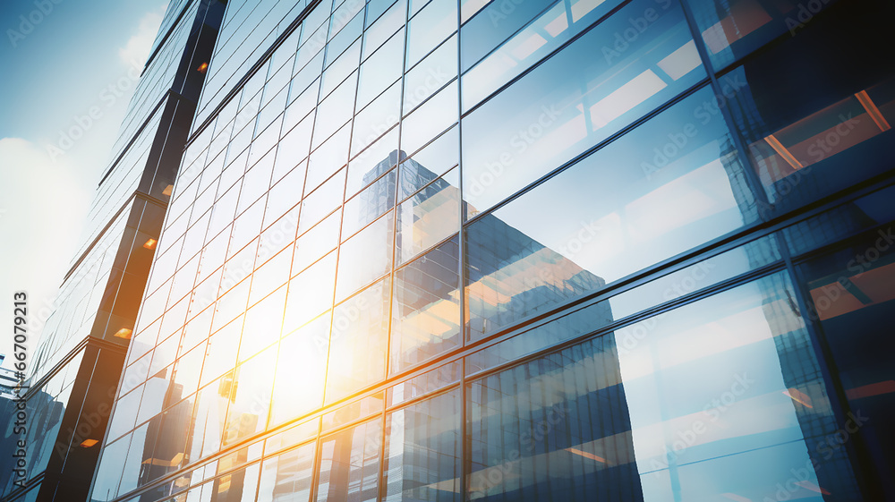 Modern office building. Tall building, tower skyscraper with all glass ...