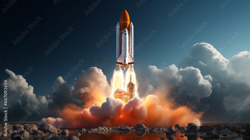 An awe-inspiring transport to the stars, a rocket piercing through the ...