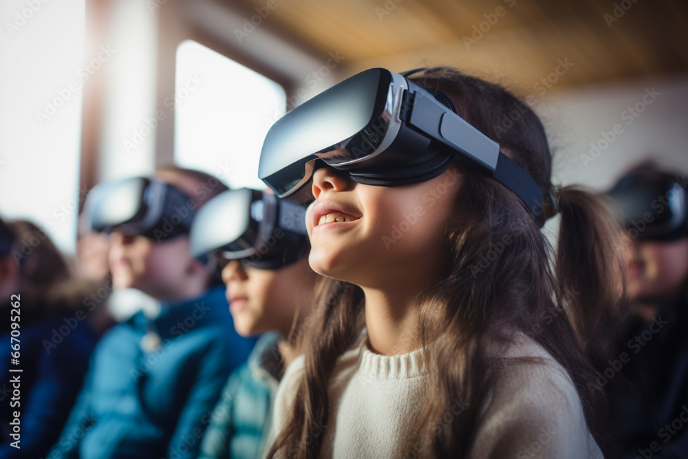 New Generation Alpha Kids Using VR Headsets to Learn. Gen Alpha Digital ...