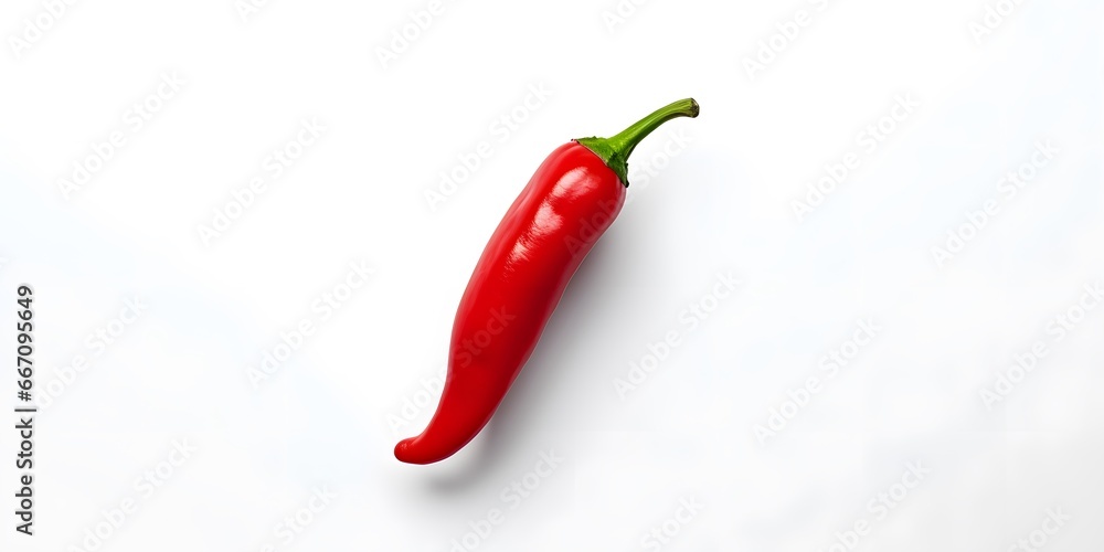 Pure white background, one chili pepper and none, top view Stock ...