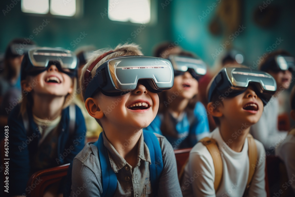 New Generation Alpha Kids Using VR Headsets to Learn. Gen Alpha Digital ...