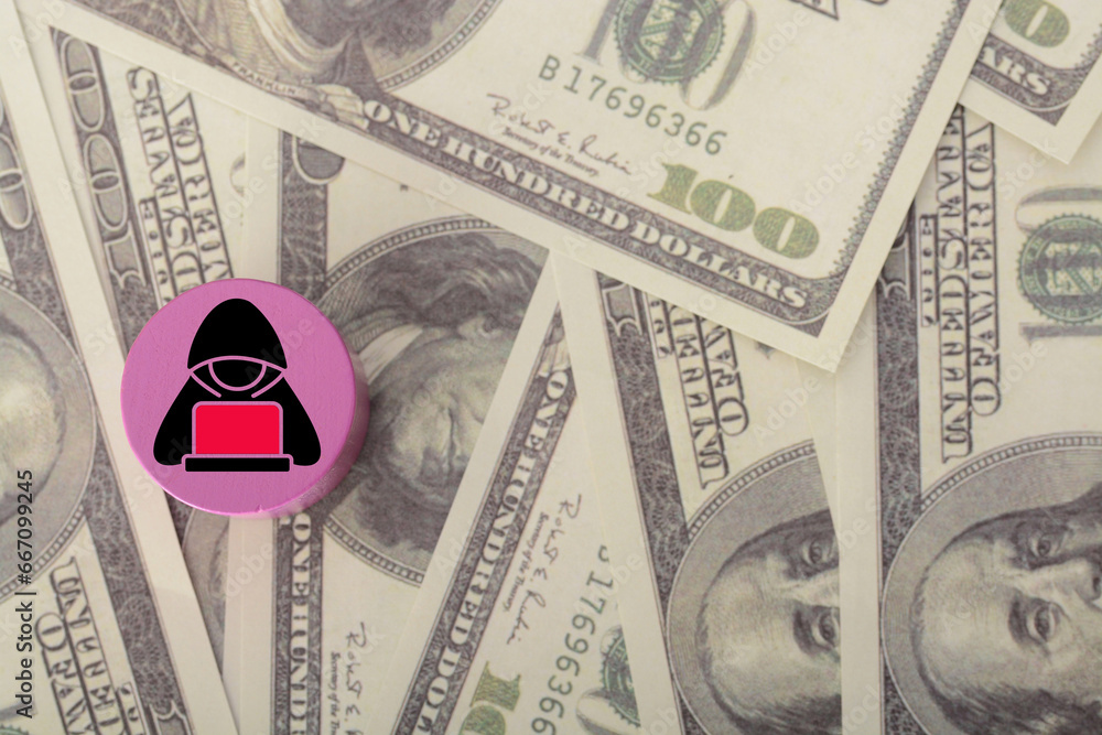Scammer symbols were set against a backdrop of money, serving as a ...