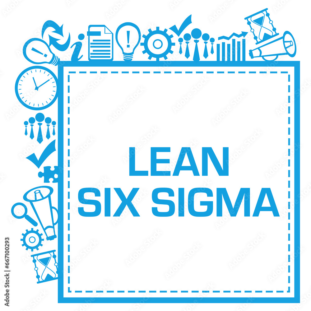Lean Six Sigma Business Symbols Squares Sides Text Blue Stock ...