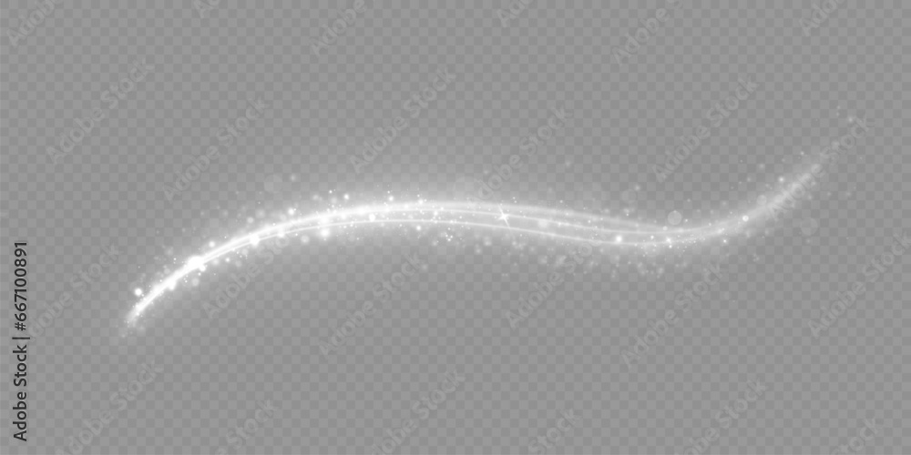 A transparent light effect with a curved and wavy surface. White ...