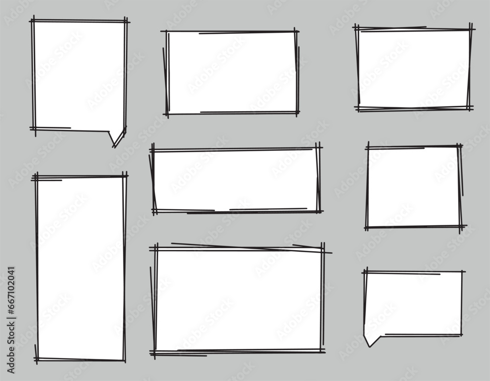 Set of hand drawn text boxes, vector graphics, clouds for quotes and ...