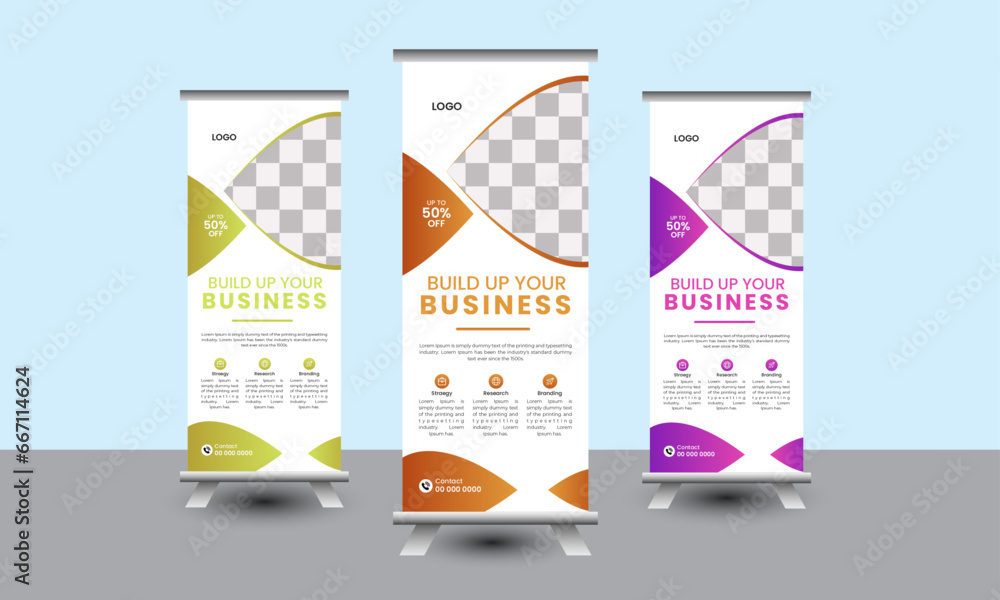 New, corporate, minimal roll up banner bundle template with different ...