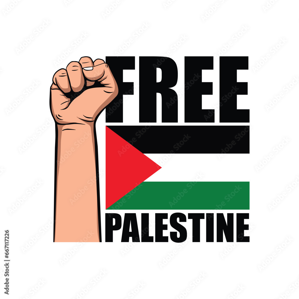 Free Palestine poster design with Palestine flag and a vector hand ...
