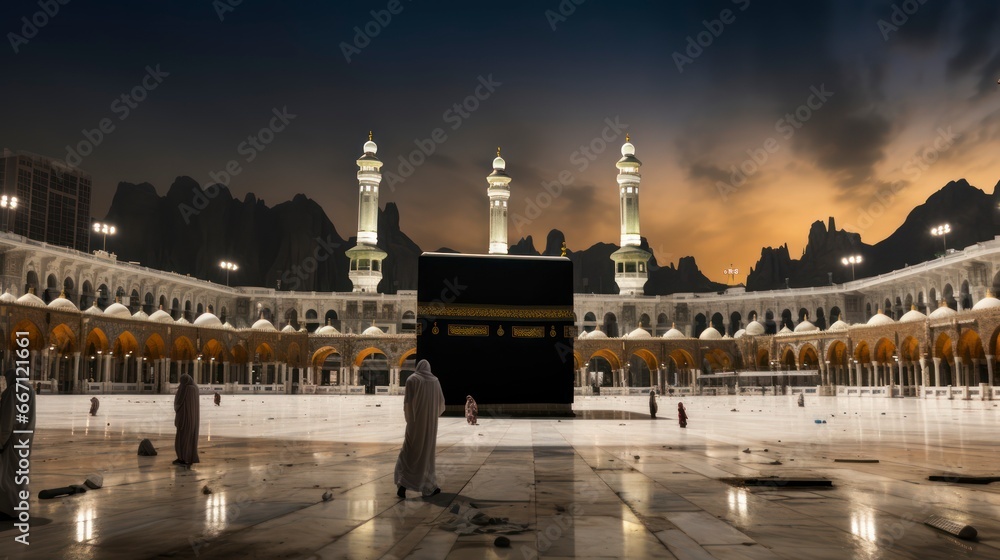 Man Walking Towards Kaaba Represents Journey of Spiritual Discovery and ...