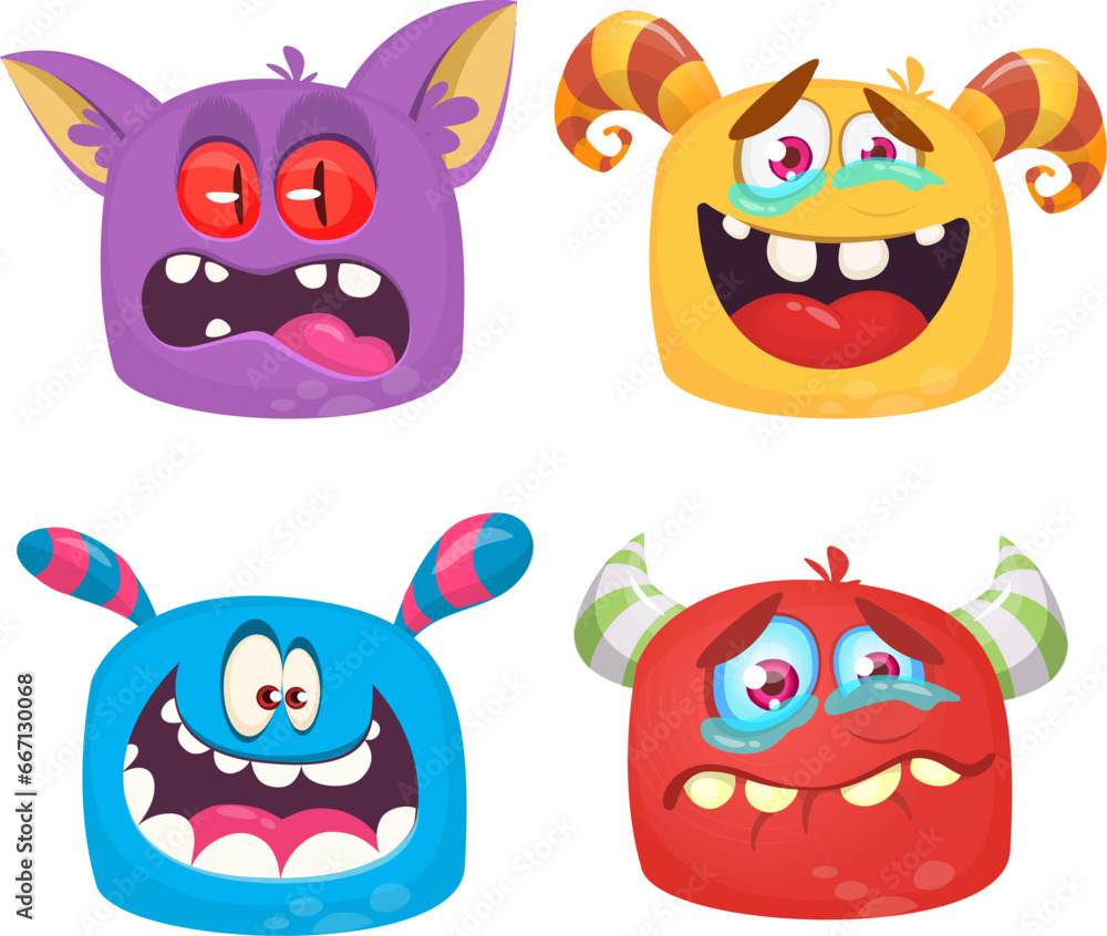 Cute cartoon Monsters. Set of cartoon monsters: ghost, goblin, bigfoot ...