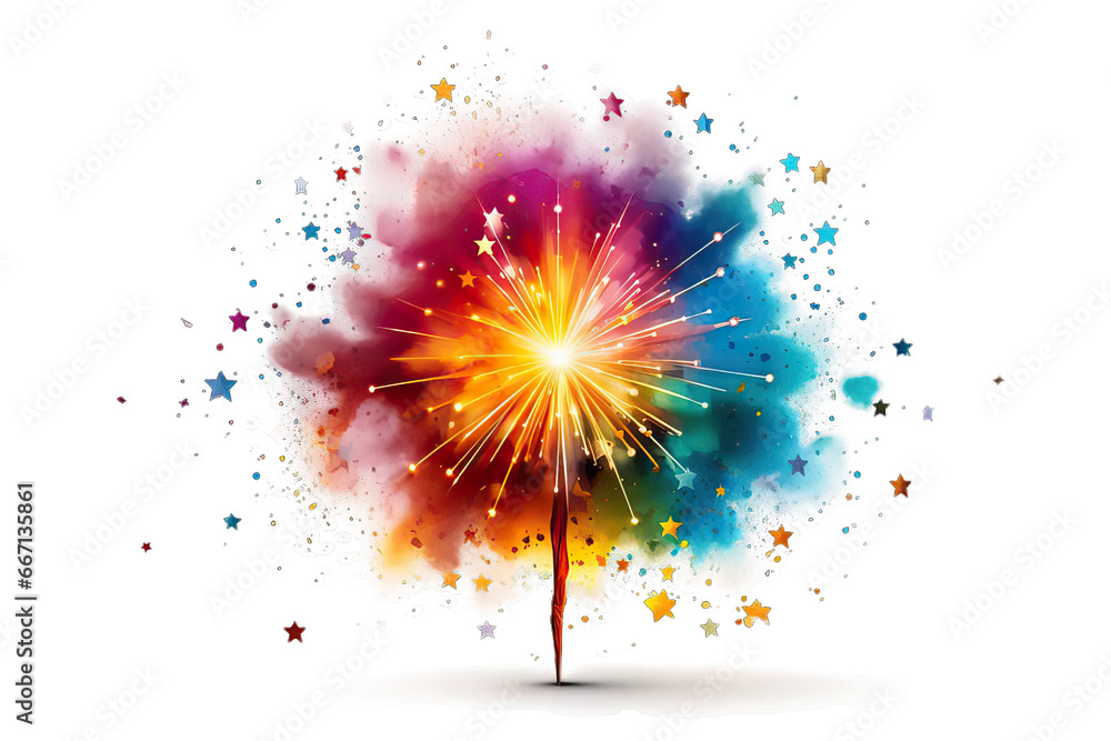 colorful firework explosion isolated on a transparent background ...