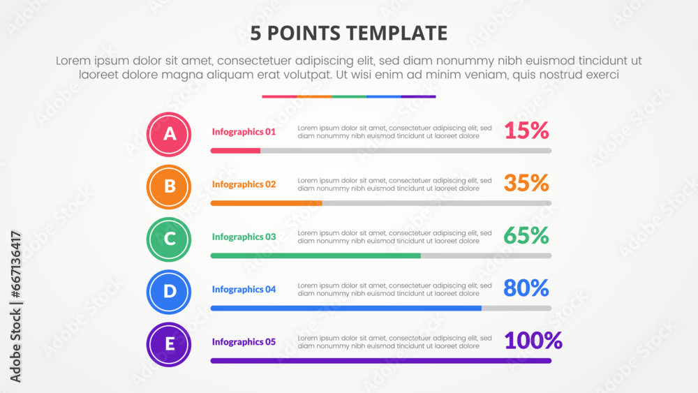 5 points stage template infographic concept for slide presentation with ...