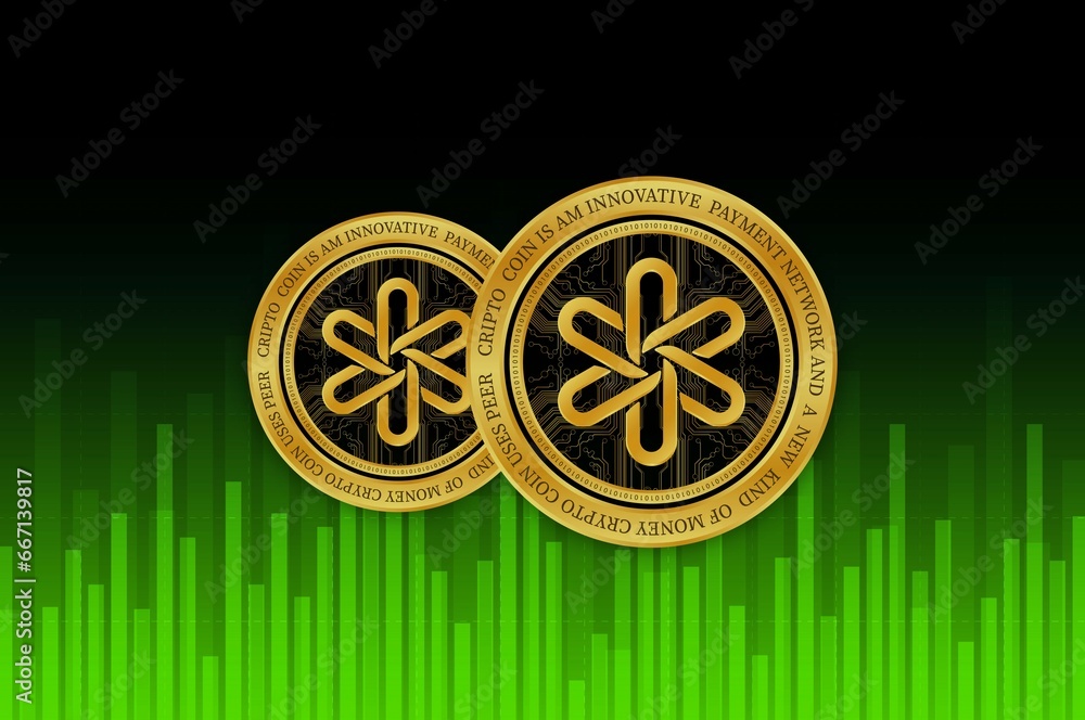virtual coins and their logos. dent virtual currency logo. 3d ...