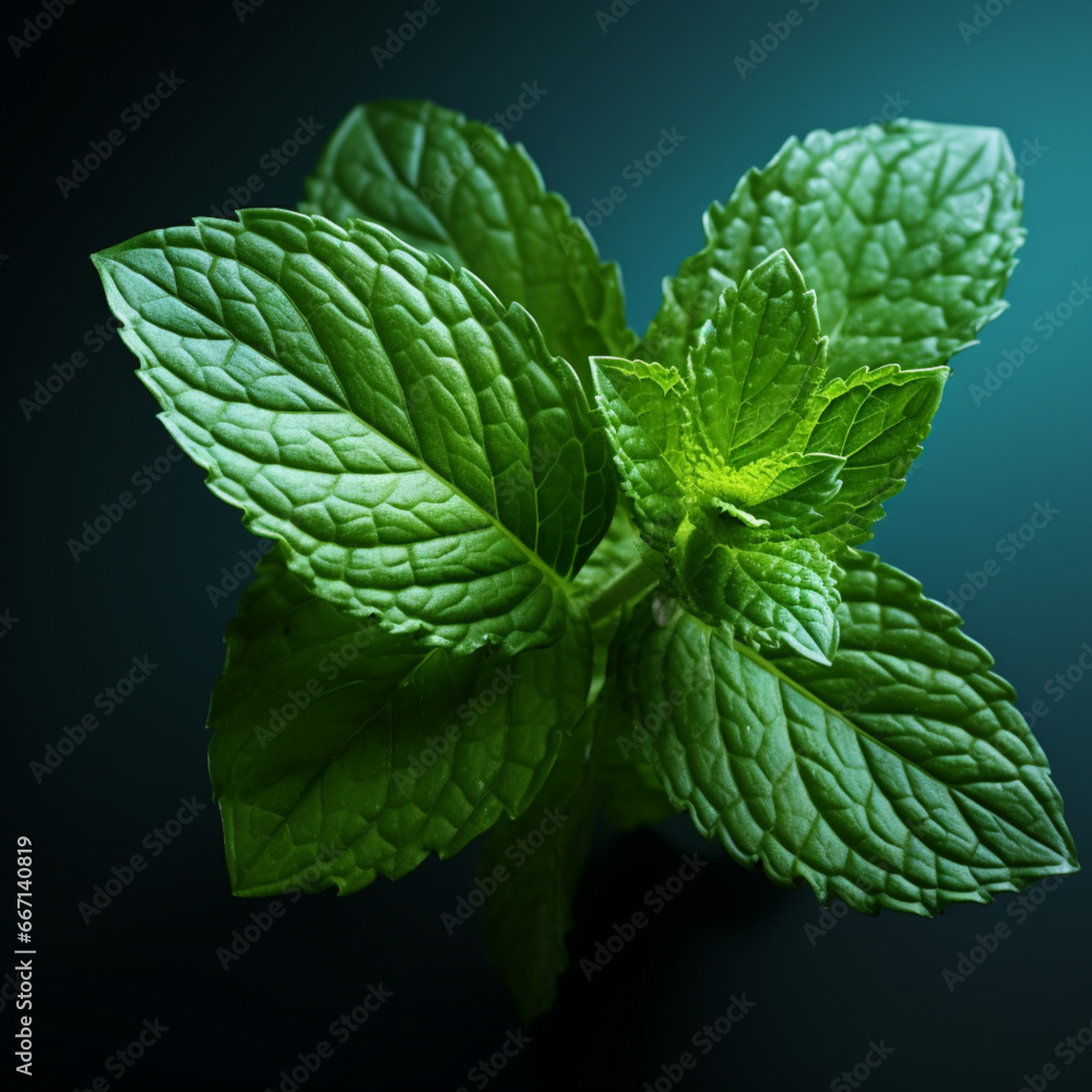 Fotografia de primer plano con detalle y textura de hojas de menta ...