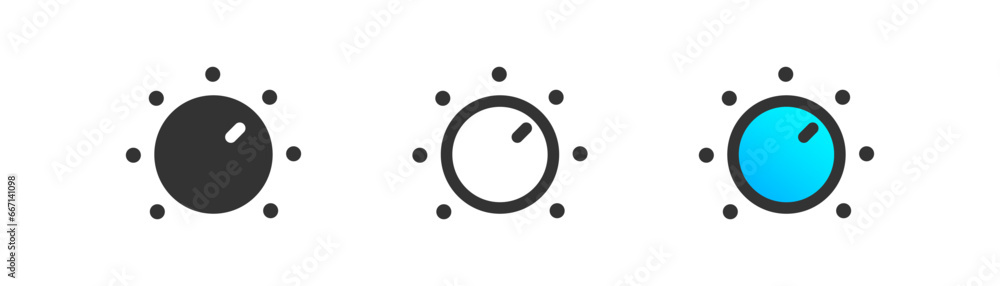 Adjustment dial icon, rotary settings adjustment, min to max round ...