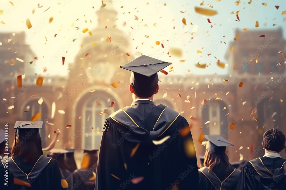 Cenematic view of Student graduates of the university Graduation day ...