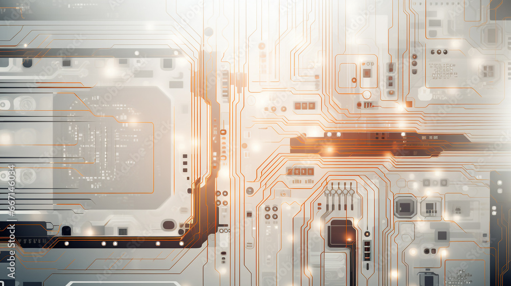 Graphic illustration of electronic circuit board design and schematic ...