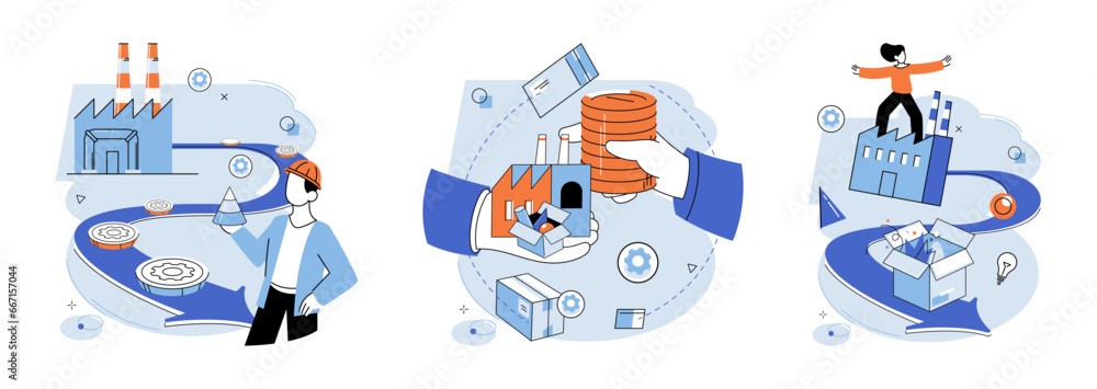 Product to service model. Vector illustration. The product is designed ...