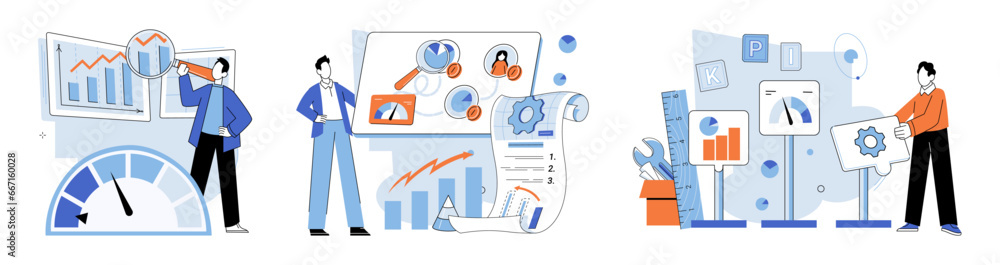 Key metrics. Vector illustration. Marketing strategy plays vital role ...