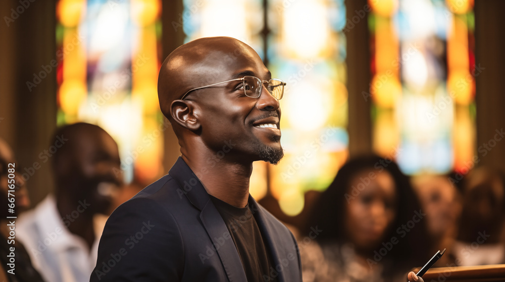 African American Church Members Attuned to Spiritual Guidance Stock ...