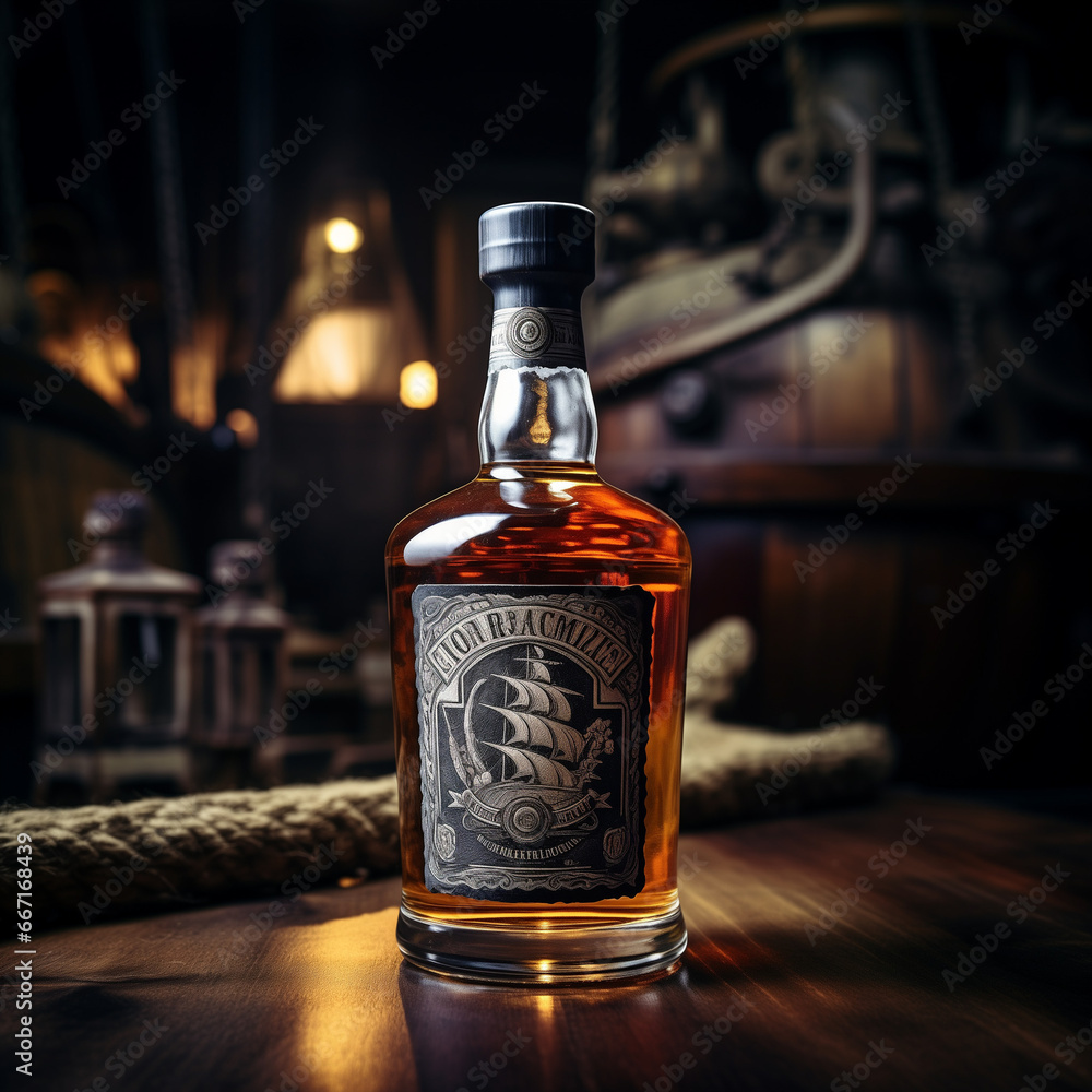 Product Mockup | Rum | Whiskey | Pirate Ship | Rugged | Bottle Stock ...