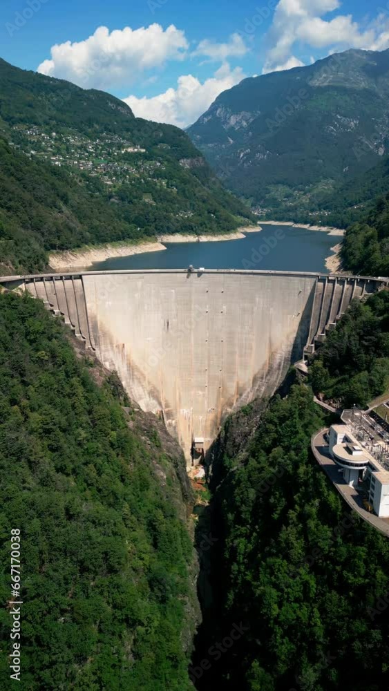 Vídeo do Stock: The big Contra Dam is a slender arch dam in the Swiss ...