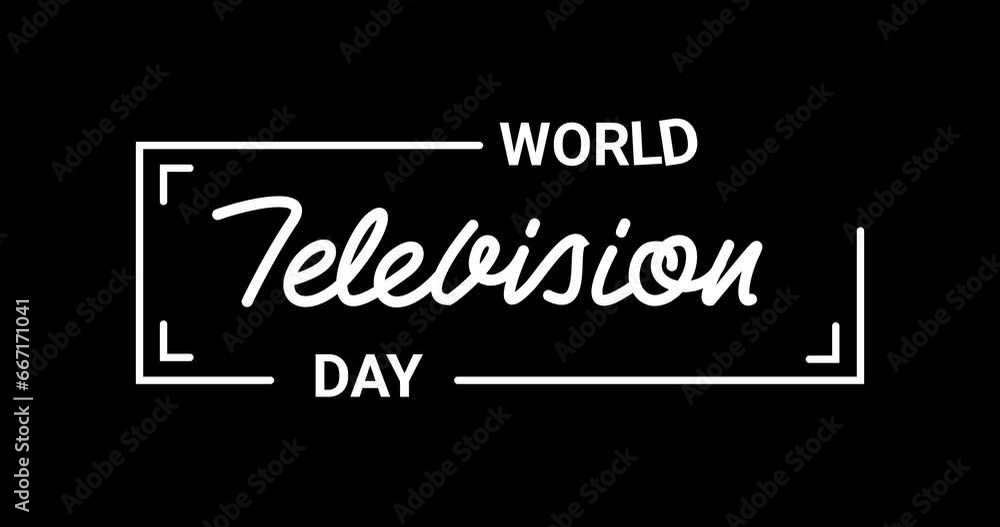 World Television Day animation. Handwritten calligraphy text in white ...