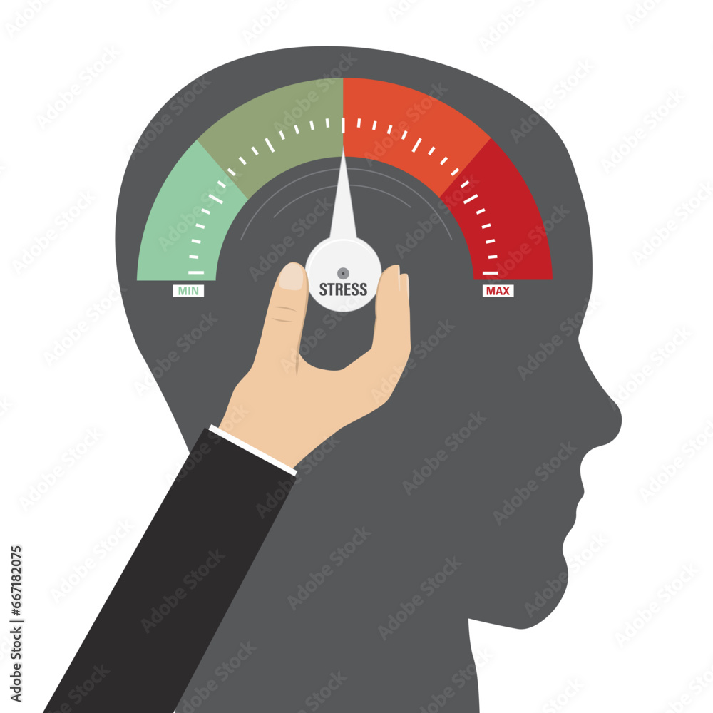 Psychologist hand turning regulator. Reduce stress level. Control panel ...