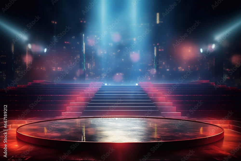 Stage with red carpet and spotlights Stage Background Spotlights ...