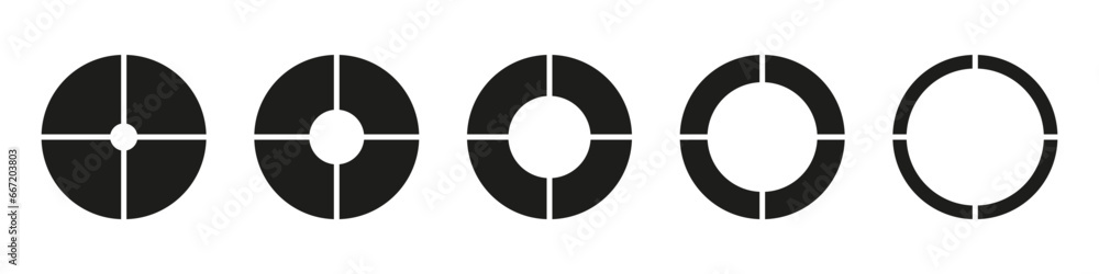 Wheels round divided in four sections. Diagrams infographic set. Circle ...