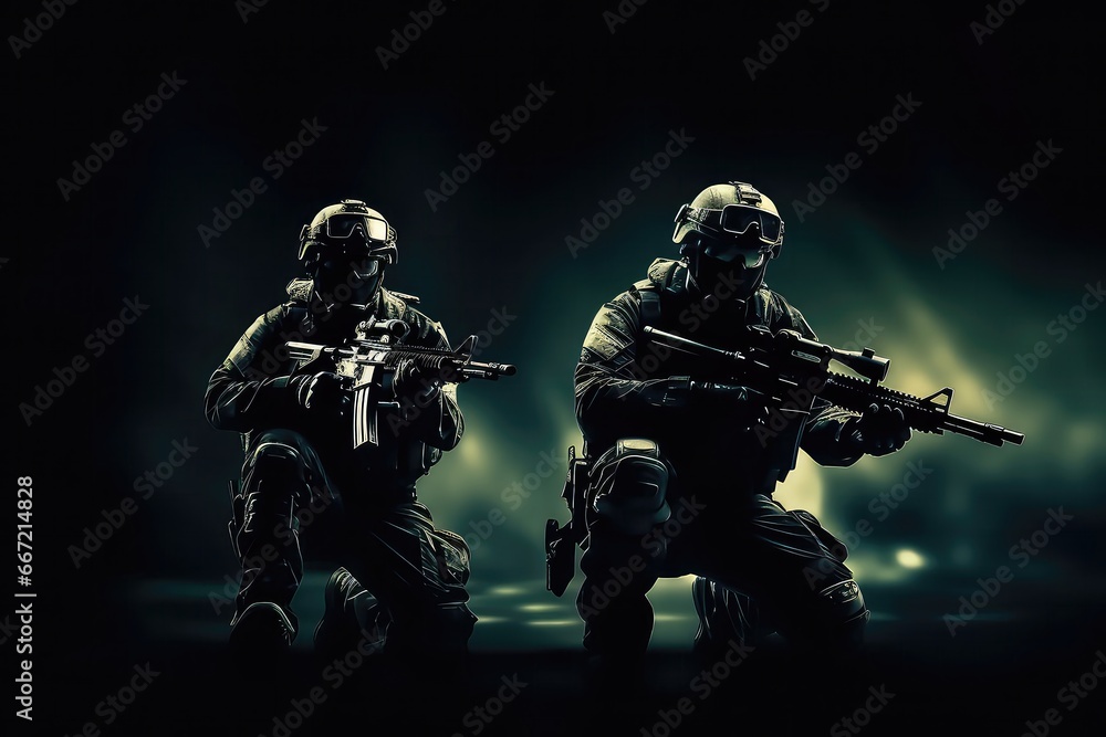 Special Forces Soldiers In Combat Zone, Military Action Stock Photo ...