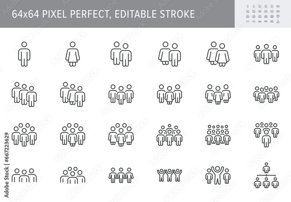 People group line icons. Vector illustration include icon - work ...
