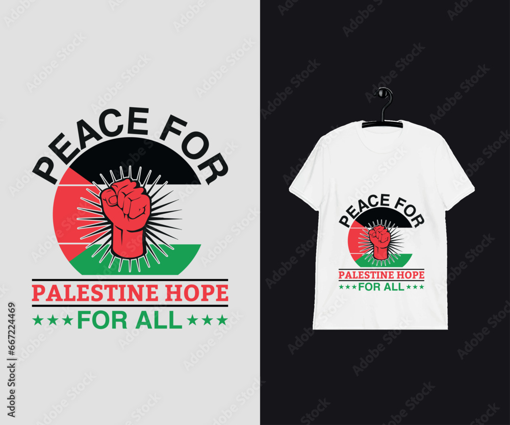 Peace for Palestine Hope for All Palestine t-shirt design free Gaza ...